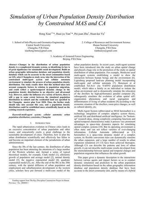 Pdf Simulation Of Urban Population Density Distribution By Constrained Mas And Ca