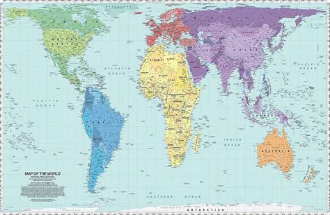Updated Projection World Map Laminated 36 X 24” Map Developed By