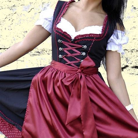 German Red Dirndl Dress Red Dirndl Dress Dirndl Dress Etsy