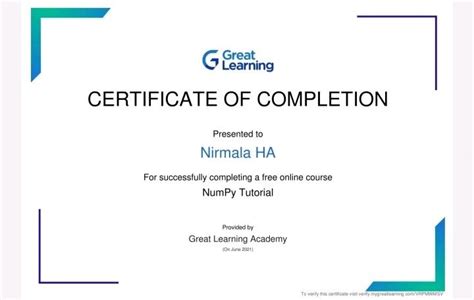 Nirmala H A On Linkedin Hai All I Have Successfully Completed The Numpy Tutorialcourse