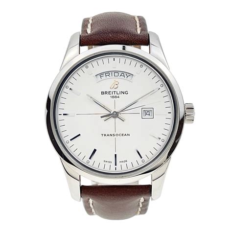 Breitling Transocean Day And Date Steel 43mm Automatic Mens Watch A4531