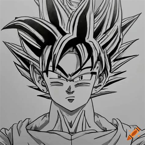 Black And White Sketch Of Goku Beautiful Caption By Goblin 7176 On