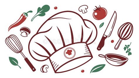 Cook Hat With Kitchen Utensils Culinary And Food Preparation Theme