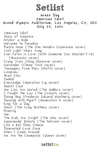 Green Day Launch American Idiot Tour On This Day In 2004 Setlist Fm