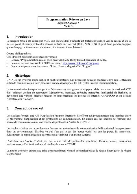 Pdf Programmation Réseau En Java Support Numéro 1 Cours