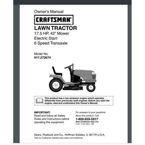 Sears LT1000 Craftsman 6sp 17.5 42 Tractor Owner & Parts Manual 917.272674 56pg - Etsy