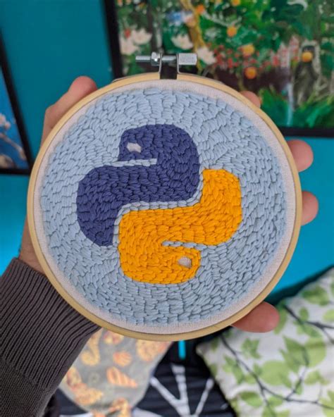 My Girlfriend Made This Python Logo With Punch Needle ProgrammerHumor Io