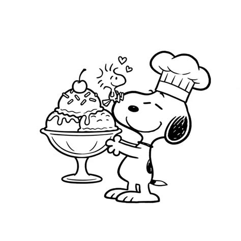 Snoopy And Woodstock Giant Sundae Coloring Lulu Pages
