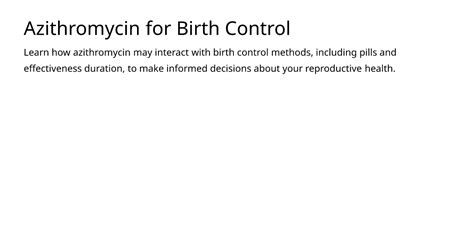 Azithromycin For Birth Control Medsis