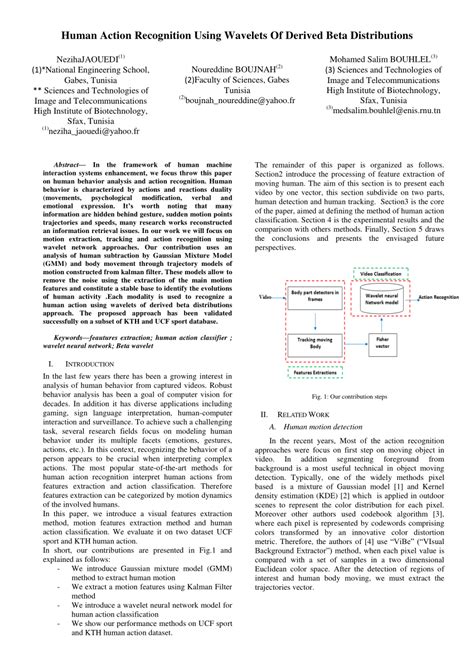 Pdf Human Action Recognition Using Wavelets Of Derived Beta Distributions