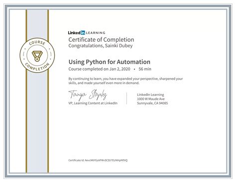 Certificate Of Completion Using Python For Automation Ppt
