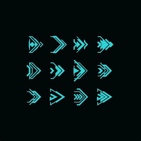 Futuristic Arrow Hud And Navigation Pointers Blue Neon Light Arrow Cursor 46851730 Vector Art