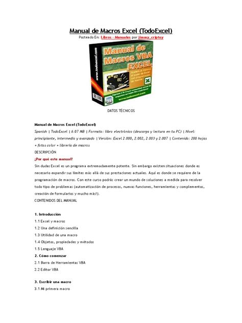 Manual De Macros Excel Pdf Macro Informática Microsoft Excel