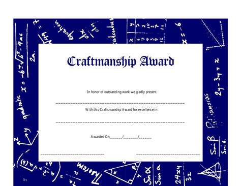 Craftsmanship Award Certificate Template Download Printable Pdf Templateroller