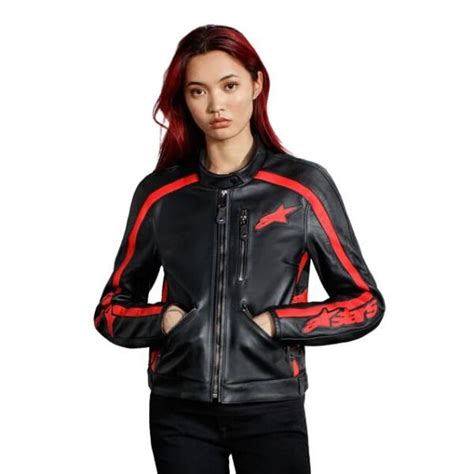 Alpinestars Stella Dyno Leather Jacket Black Red