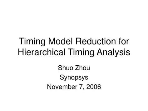 ppt timing model reduction for hierarchical timing analysis