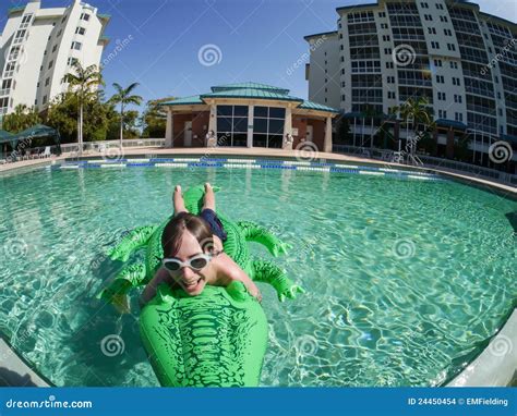 Boy Having Fun In Swimming Pool Stock Photo Image Of Florida Water