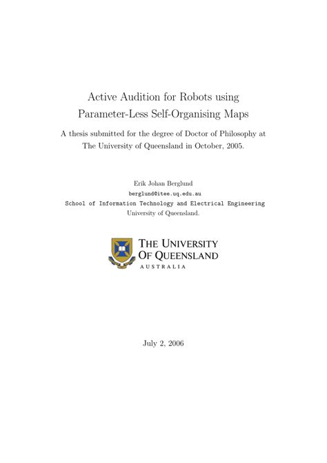 Pdf Active Audition For Robots Using Parameter Less Self Organising Maps