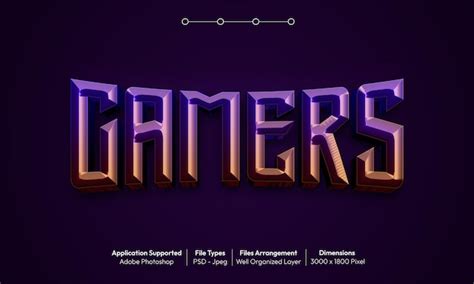 Premium Psd Gamers Text Effect With 3d Font Style