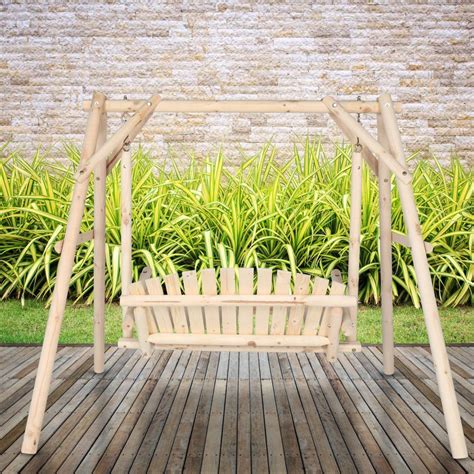 Outvita 78 Inch Log Swing Stand Porch Swing Set Wood Bench India Ubuy