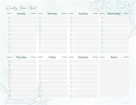 Printable Roommate Chore Chart Template Wordlayouts
