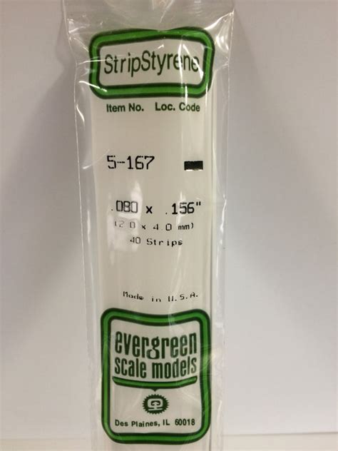 167 080 X 156 Opaque White Polystyrene Strip Evergreen Scale Models