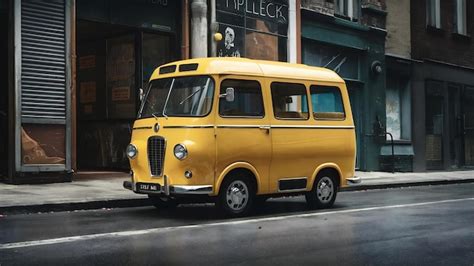 Premium Photo Yellow Small Bus For Urban And Suburban For Travel Car With Empty Body For