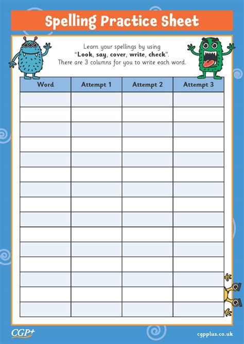 Spelling Practice Sheet — Superheroes Cgp Plus