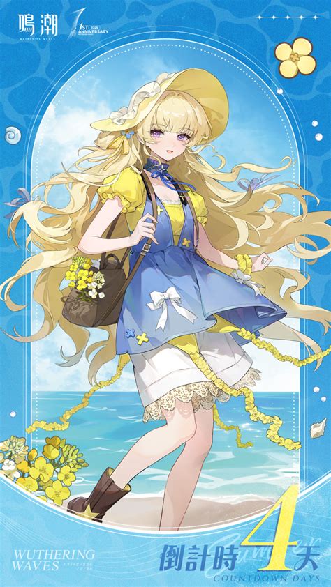 Safebooru 1girl Bag Blonde Hair Blue Dress Blue Sky Boots Breasts