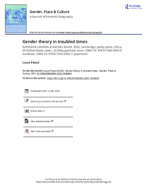 Pdf Gender Theory In Troubled Times