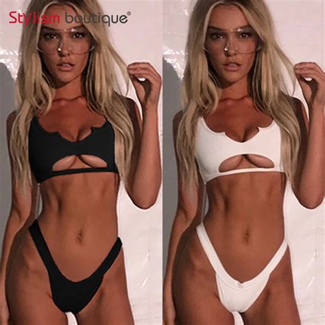 Micro Mini Bandage Swimsuit Sexy Swimwear Hollow Out Thong Women High