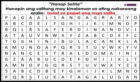 Hanap Salita Hanapin Ang Salitang May Kinalaman Sa Ating Nakaraang