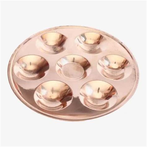 Copper Pancha Pala Puja Thali 21cm Np