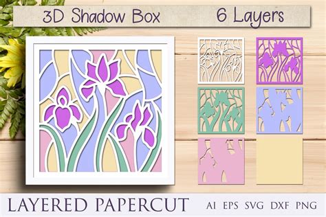 Flower Shadow Box Template 3d Layered · Creative Fabrica