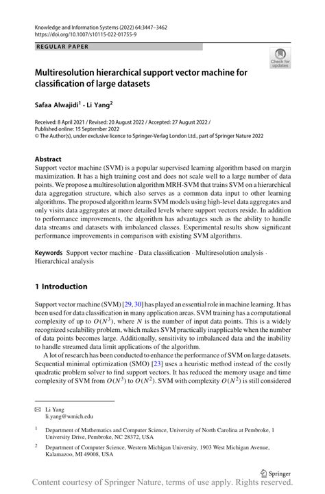 Multiresolution Hierarchical Support Vector Machine For Classification