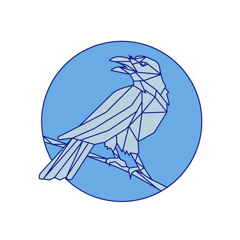 Crow Perching Looking Side Circle Mono Line 10628874 Vector Art At Vecteezy