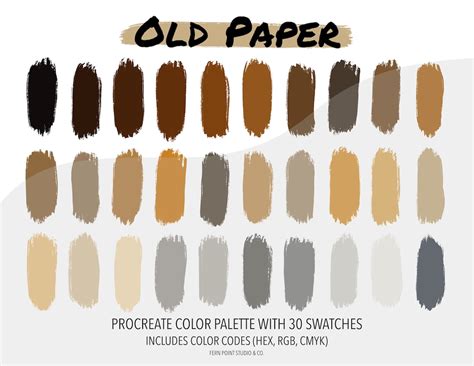 Procreate Color Palette Old Paper Instant Download Digital File