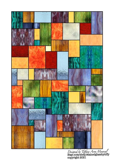 Abstract Square Stained Glass Pattern Digital Download Etsy Stained Glass Patterns Stained