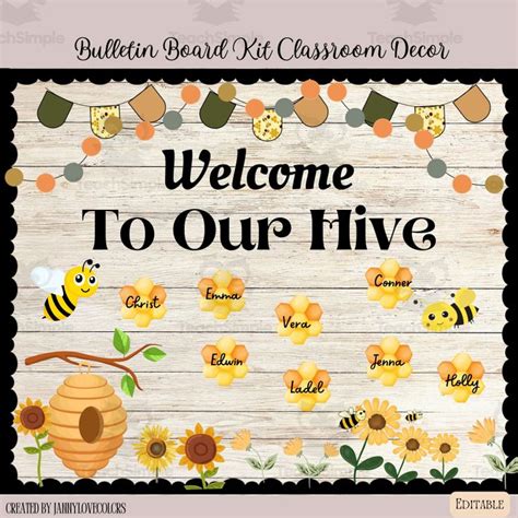 Bee Themed Welcome To Our Hive Bulletin Board Back To School Door Decor Decoracion De Aulas