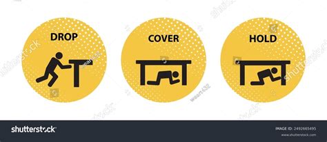 Drop Cover Hold Text Information Sign Stock Vector Royalty Free