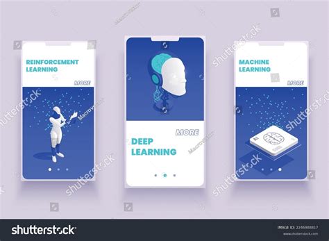 Machine Learning Deep Learning Isometric Set Stock Vector Royalty Free