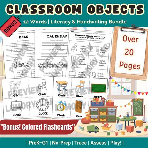 Classroom Objects Trace And Find Bundle 12 Words Prek G1 By Lumorylab