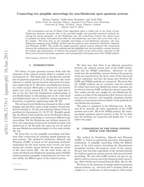 Pdf Connecting Two Jumplike Unravelings For Non Markovian Open