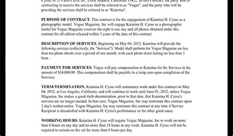 Fashion Model Contract Template Modeling Contract Model Agreement