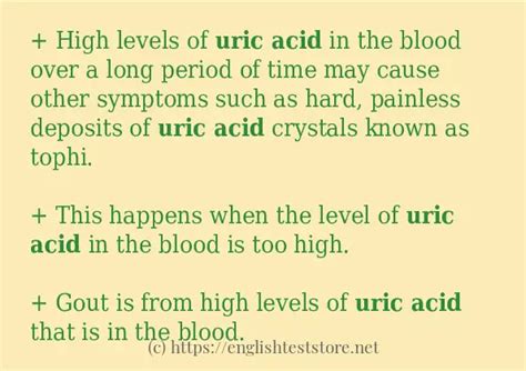 Uric Acid Some Sentence Examples Englishteststore Blog