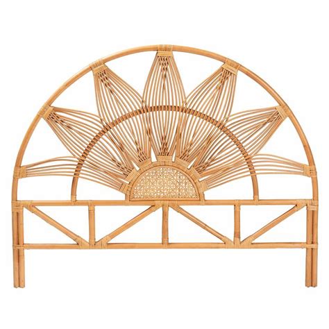 Jasmine Natural Rattan Headboard With Sunburst Design Boho Coastal