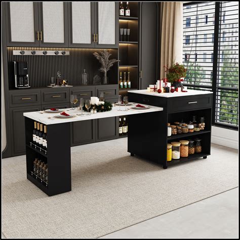 Hokku Designs 80 Inch Expandable Kitchen Island With Dining Table