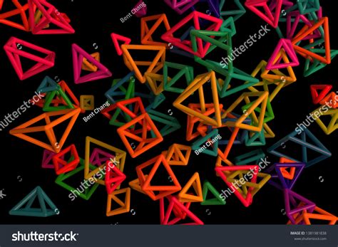 Flying Interlocked Bunch Triangle Square Concepture 스톡 일러스트 1381981838