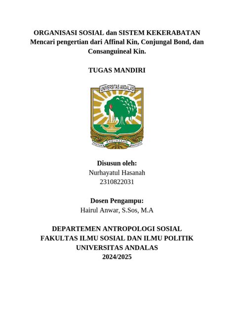 Pengertian Dari Affinal Kin Conjugal Bond Dan Consanguineal Kin Pdf