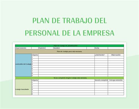 Plantillas Planes De Trabajo Para Excel Gratis Y Hojas De Cálculo De